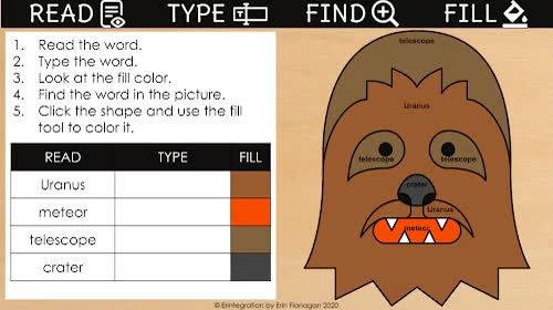 May the 4th Space Color by Sight Word Editable Typing Practice on ...