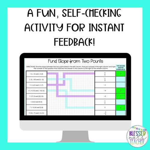 Finding Slope from Two Points Digital Matching Activity and Worksheet