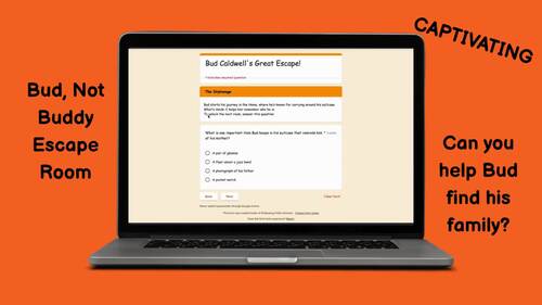 Bud, Not Buddy Escape Room (Google Forms) by Ms. Walkley | TPT