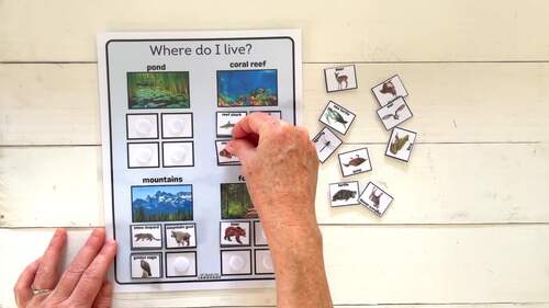Animal Habitat Sorting Activity, 16 Animals: Pond, Coral Reef ...