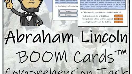 Abraham Lincoln BOOM Cards™ Comprehension Activity | 3rd Grade & 4th Grade