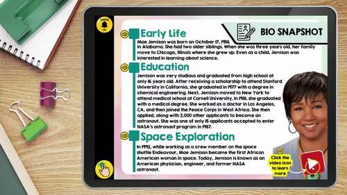 Mae Jemison LINKtivity® (Digital Biography Activity) by The Classroom Nook