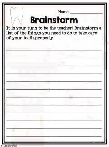 How to Take Care of Your Teeth Dental Health Procedural Writing | TPT