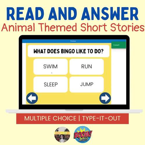 Read and Answer: Animal Themed Short Stories Boom Cards by Teacher Jen ...