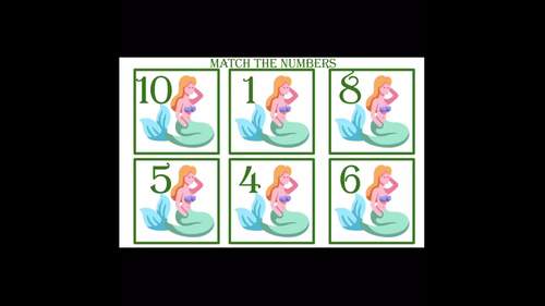 Mermaid theme Number matching, Number recognition, Number 1-20 | TPT