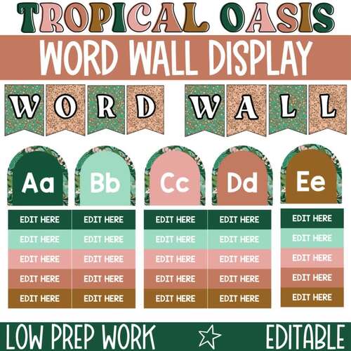 Modern Word Wall Display / Boho Word Wall Display / Tropical Classroom ...