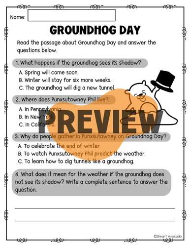 Groundhog's Day Reading Passage and Activities | Voting, Writing ...