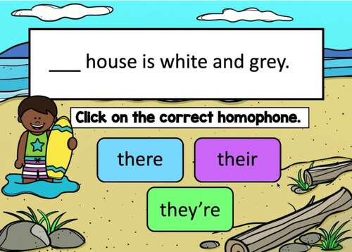 Homophones There Their They're Grammar Boom Cards with Audio | TPT