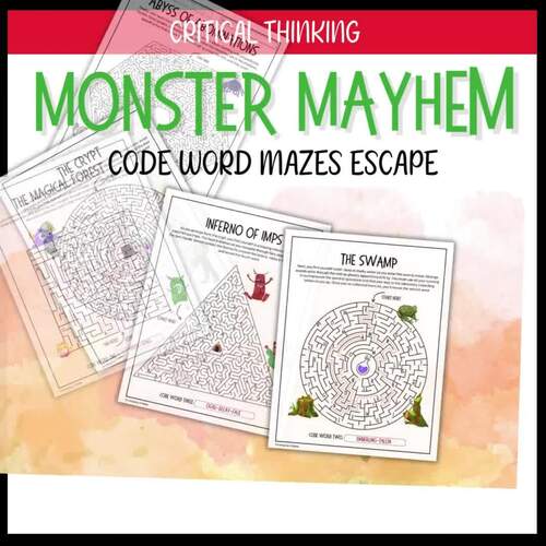 Monster Mayhem Maze Escape with Codewords, Middle School Escape Room ...