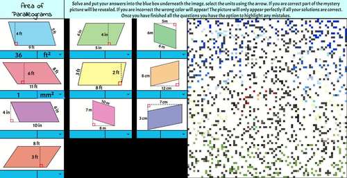 Area of Parallelograms Pixel Art by Pick Up and Go Resources | TpT