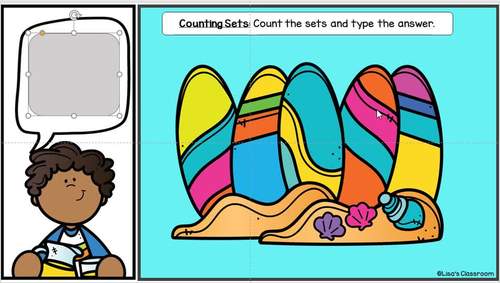 SUMMER Theme Counting Sets - Distance Learning Google Slides Digital +PPT