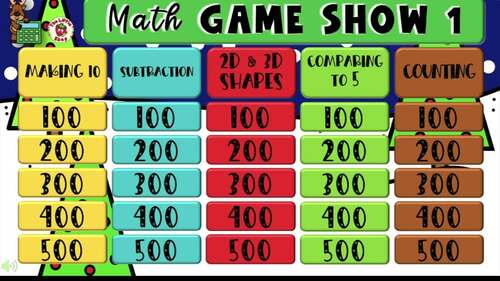 Christmas Kindergarten Math Game Show - PPT Game + Printable Worksheet ...