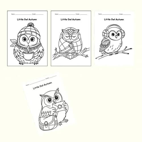 Little Owl Autumn Coloring Pages – Fall Printable for Kids | TPT