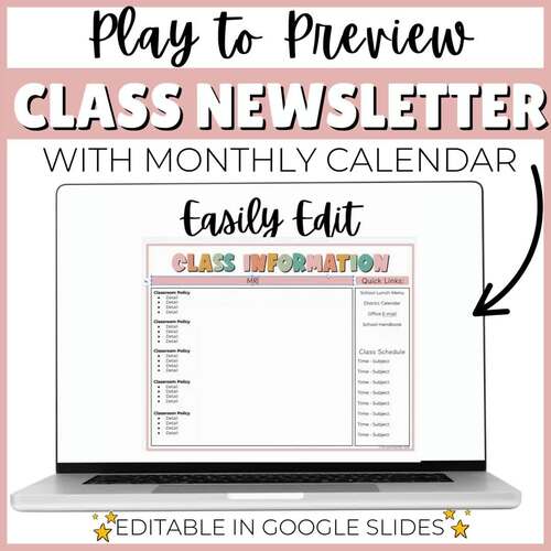 BOHO Editable Monthly Classroom Newsletter & Calendar Template | Google ...