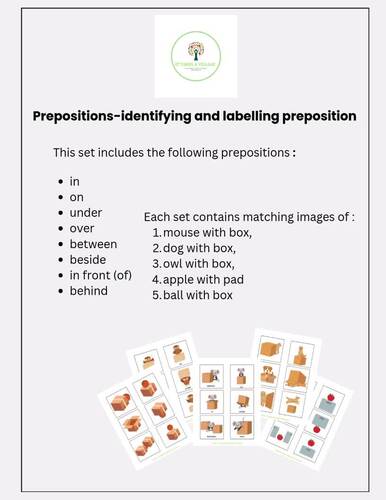 Prepositions -identifying and labelling location of noun to object