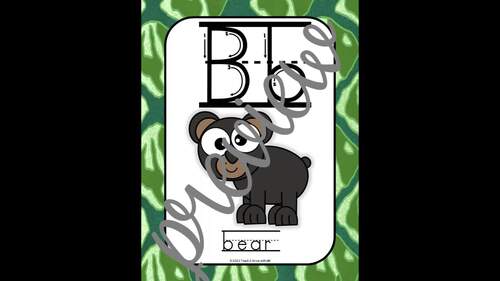 Alphabet Posters Zoo Animals A-Z with Snake Print Border Classroom Decor