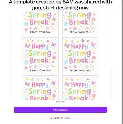 Editable Happy Spring Break Gift Tags | Printable Student Treat Tags ...
