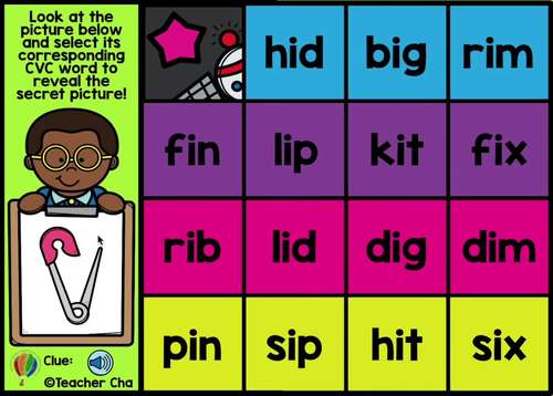 CVC Words: Short I with Audio - Puzzle Reveal (BOOM Cards™ Distance ...