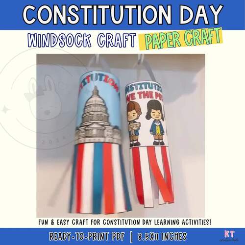 Constitution Day Craft | American Flag Windsock Activities & Coloring Pages