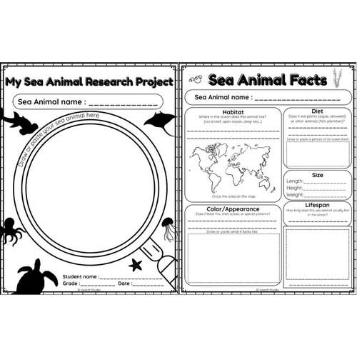 Sea Animal Research Project | Ocean Animals Science Activities Grades 3–5