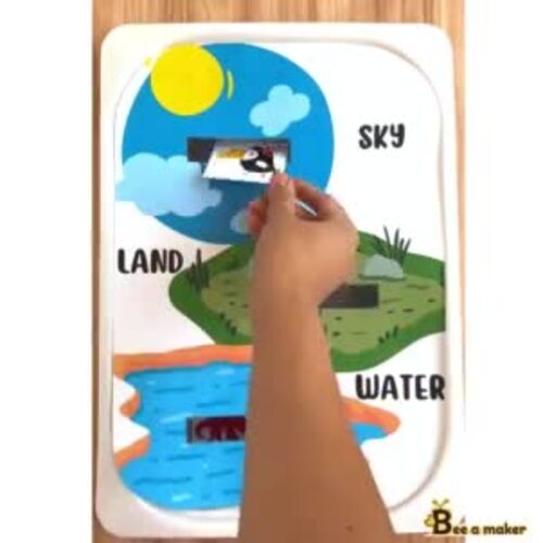 Animals on land, sky and water sorting flisat insert by Bee a maker