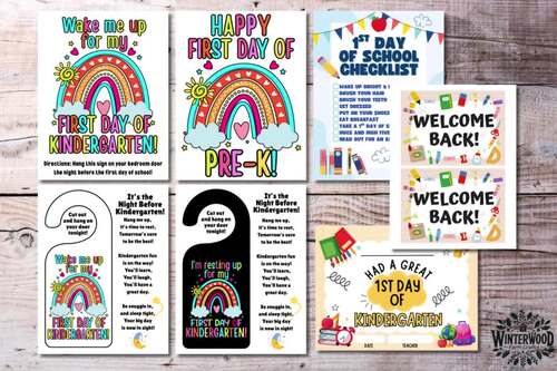 Kindergarten Back to School Printable BUNDLE – 7 Must-Have First Day ...