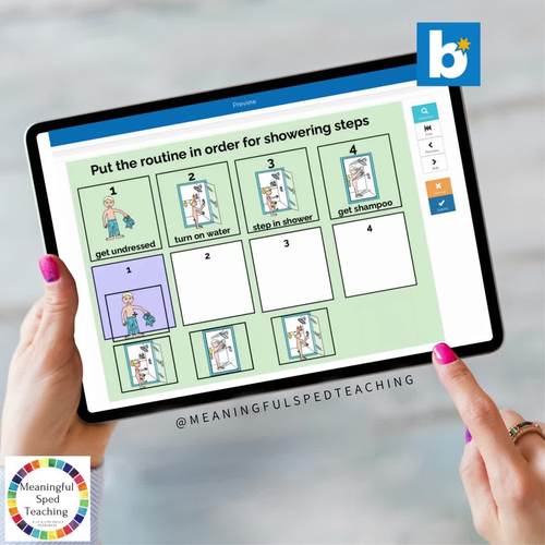 Personal Hygiene Life Skills Boom Cards™ hower Routine Sequencing Activity
