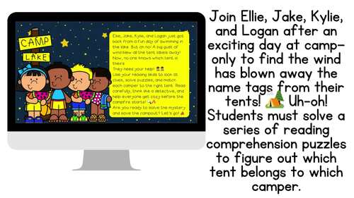 End of Year/Summer Camping Digital Escape Room Game Reading ...