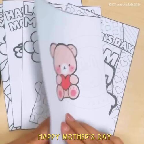Mother’s Day Card Craft – Printable Coloring Activity by KT creative kids