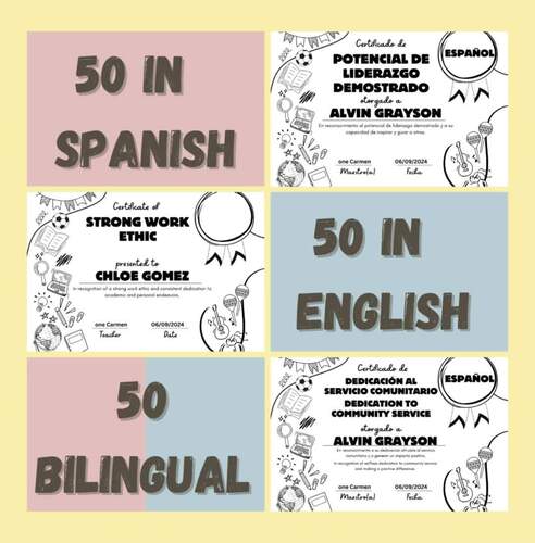 150 high & middle end of the year certificates / certificados para fin ...