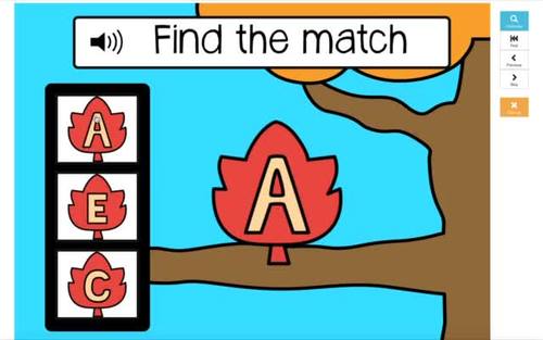 Fall Leaf Capital Letter Match Boom Cards™ Digital Task Cards | TPT