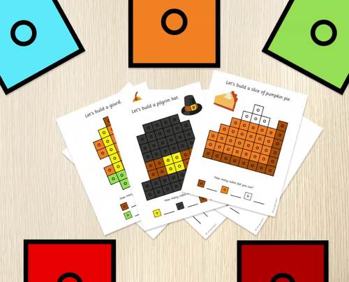 Thanksgiving Snap Cubes Mats, Connecting Cubes Task Cards, Fine Motor ...