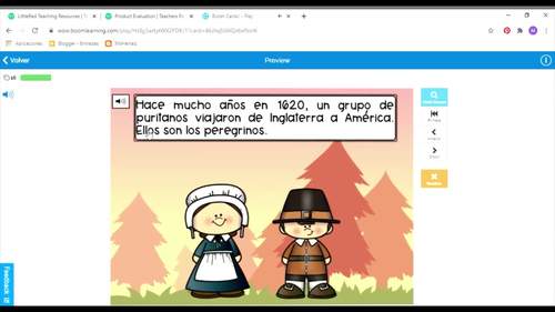 BOOM CARDS Acción de Gracias: lectura Spanish Thanksgiving Distance ...