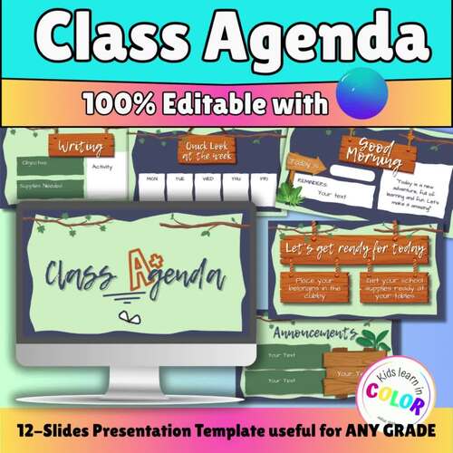 Fun in the Woods Class Agenda Template for Elementary Teachers | TPT
