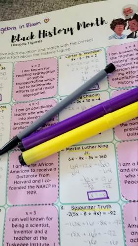 Black History Month // Solving Multi-step Equations Cut and Paste Activity