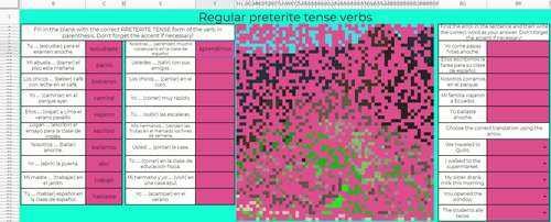 Regular Preterite Verbs Digital Mystery Picture Spanish Pixel Art MACHU ...