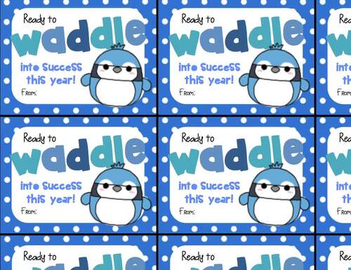 Penguin Beginning of Year Gift Tag- Ready to waddle into success this year!