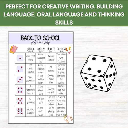 Back to school Roll a Story Creative Writing Writing Prompt by Siana's ...