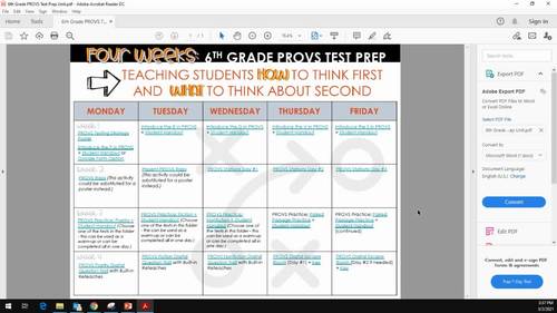 6th Grade Reading Test Prep Strategy: Four Week Unit by In Between the ...