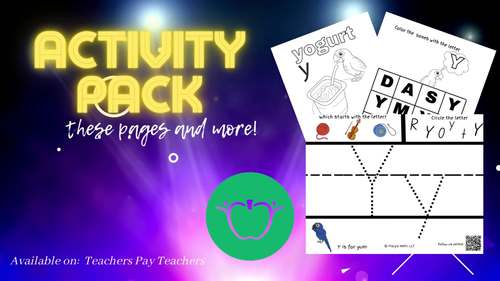 Letter Y| Letter Recognition & Sound Recognition + Writing Activity Pack