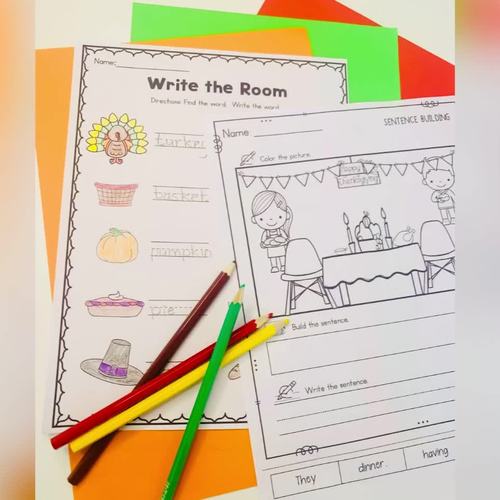 Thanksgiving Writing Activities and Worksheets | Word Wall Vocabulary Cards