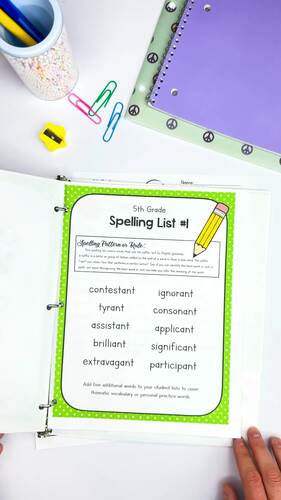 5th Grade Spelling Curriculum | Fifth Grade Year-Long Spelling Workbook
