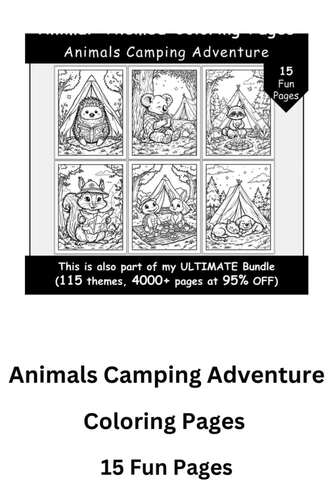 Animals Camping Adventure | Engaging Coloring Pages for Classroom or ...