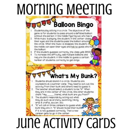 Morning Meeting Activities~ June Edition by Lessons By The Lake