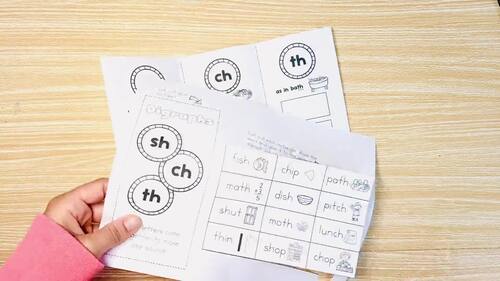 Digraphs SH TH CH Craft Worksheet Sorting by Kiddie Concepts | TPT