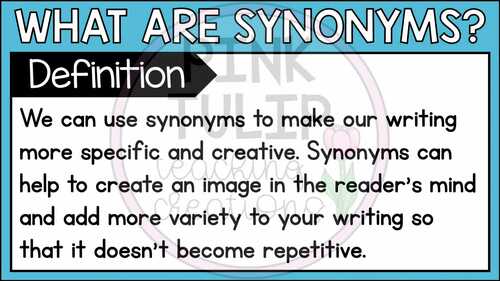 Synonyms Grammar PowerPoint - Guided Teaching by Pink Tulip Teaching Creations