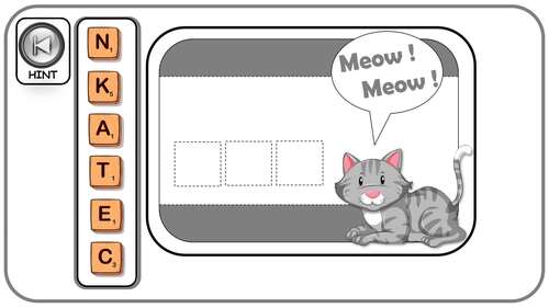 The Interactive Jumble Scrabble Spelling game (level 1) in POWERPOINT.