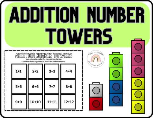 Basic Math Facts Addition Number Towers Math Center | TPT