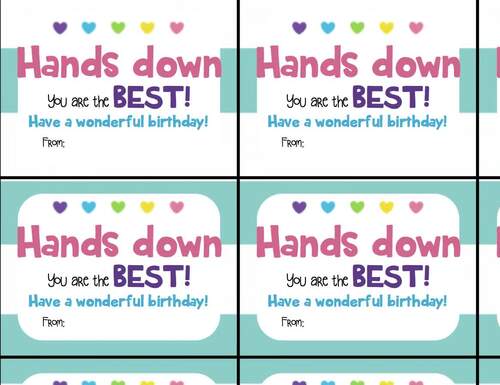 Hand Lotion (Sanitizer) Birthday Gift Tag- Hands Down You're the BEST!