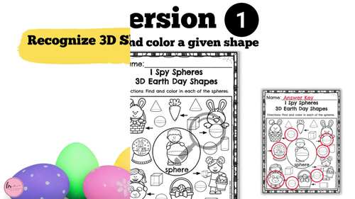 Easter Math Activity 3D Shapes I SPY Worksheets for Kindergarten: 3D Shapes